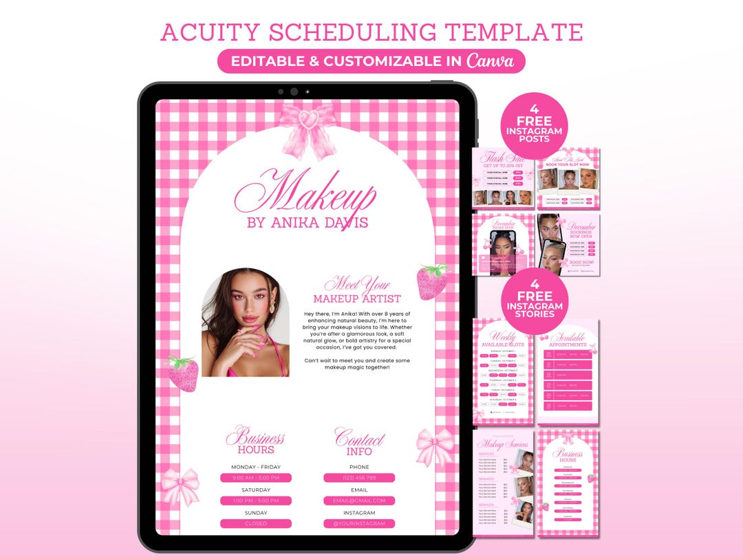 Pink Acuity Scheduling Template Makeup Booking Site Acuity Makeup ...