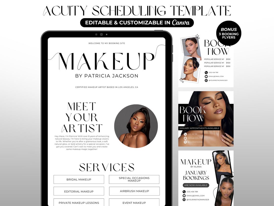 Acuity Scheduling Template Makeup Artist Minimalist Makeup Booking ...