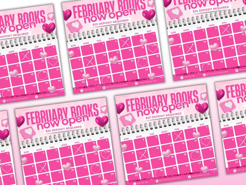 February Bookings Open Valentines Bookings Available February Calendar ...