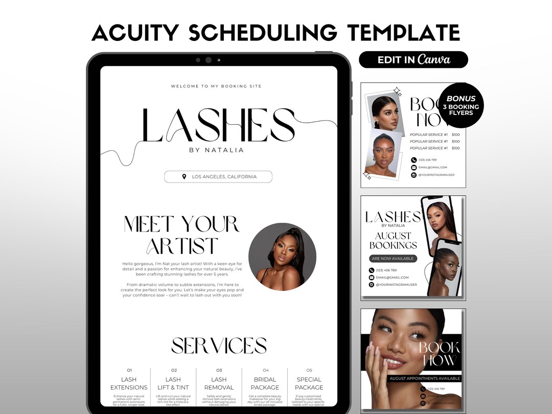 Acuity Scheduling Template Lash Tech Minimalist Booking Site Template ...