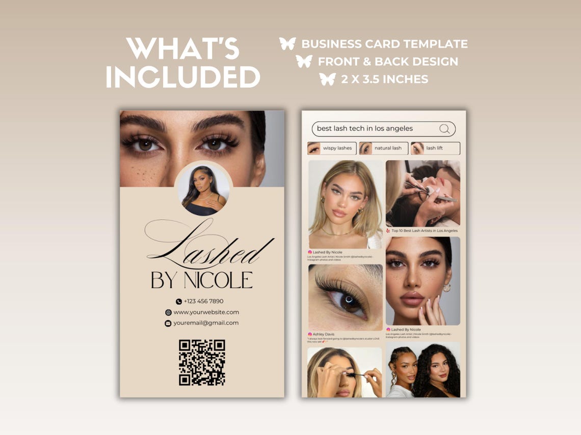 Boho Lash Business Card Template Lash Tech Business Card Social Media ...