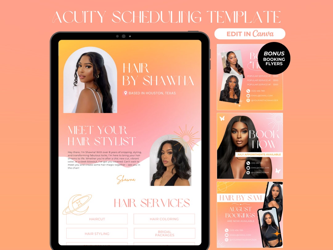 Acuity Scheduling Template Hair Stylist Booking Site Template ...