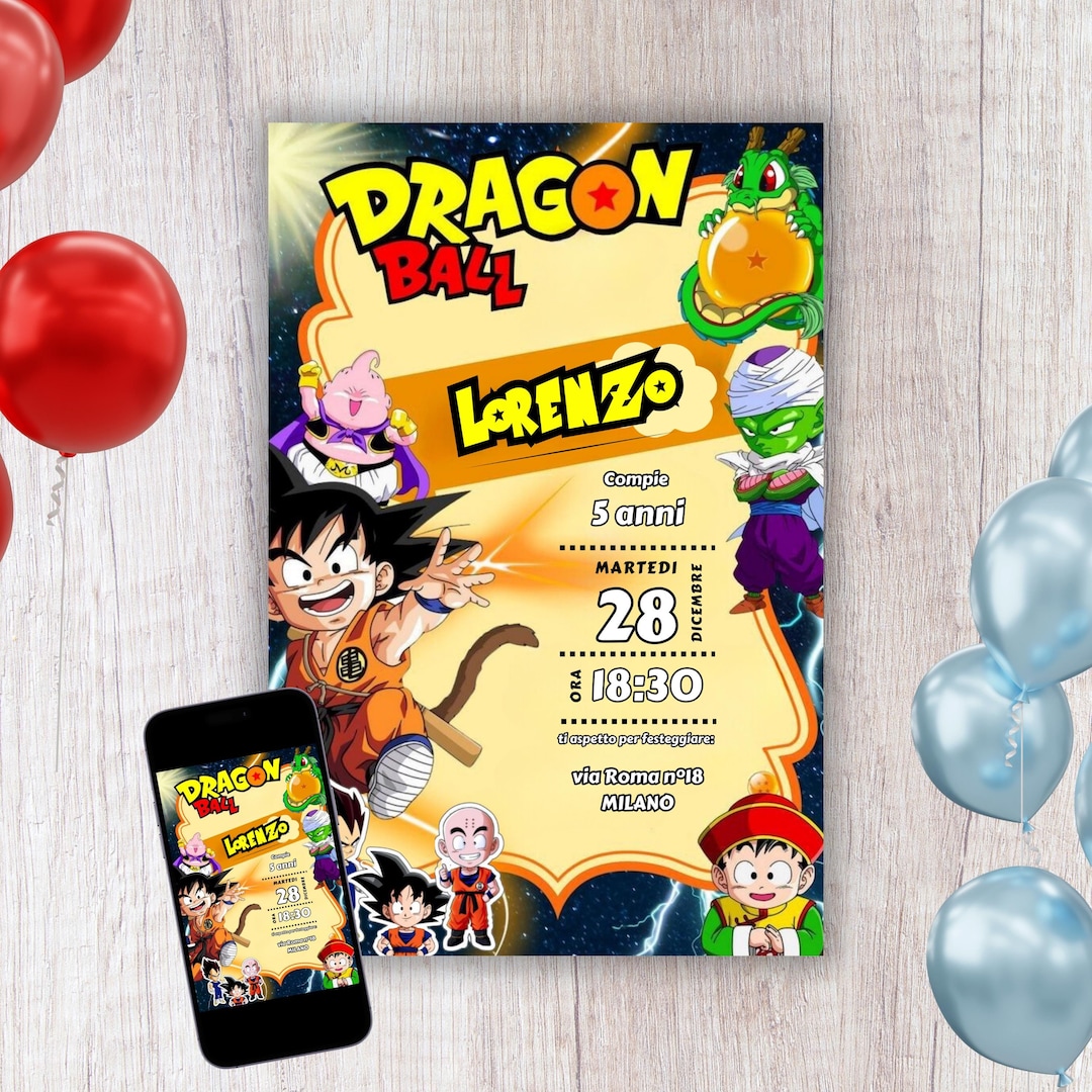 DRAGON BALL - Digital Invitation for Themed Birthday Party, Printable ...