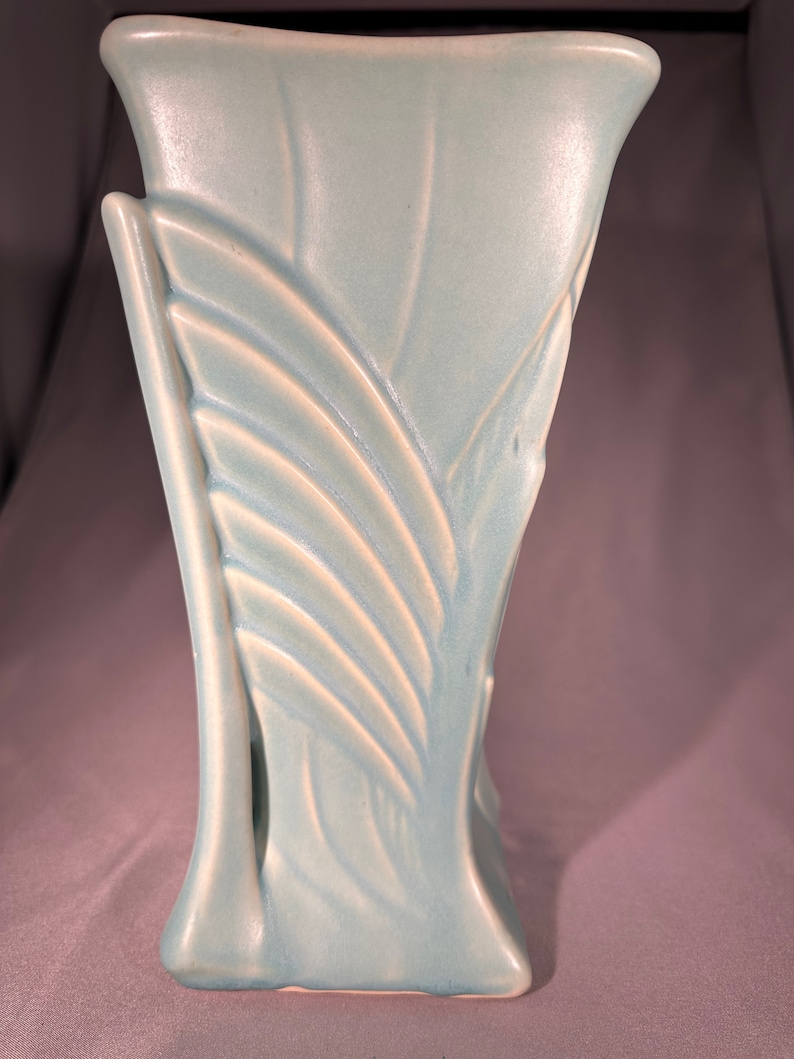 Vintage 1940's Turquoise Glazed Art Deco Chevron Wing Mccoy Pottery Vase - Etsy