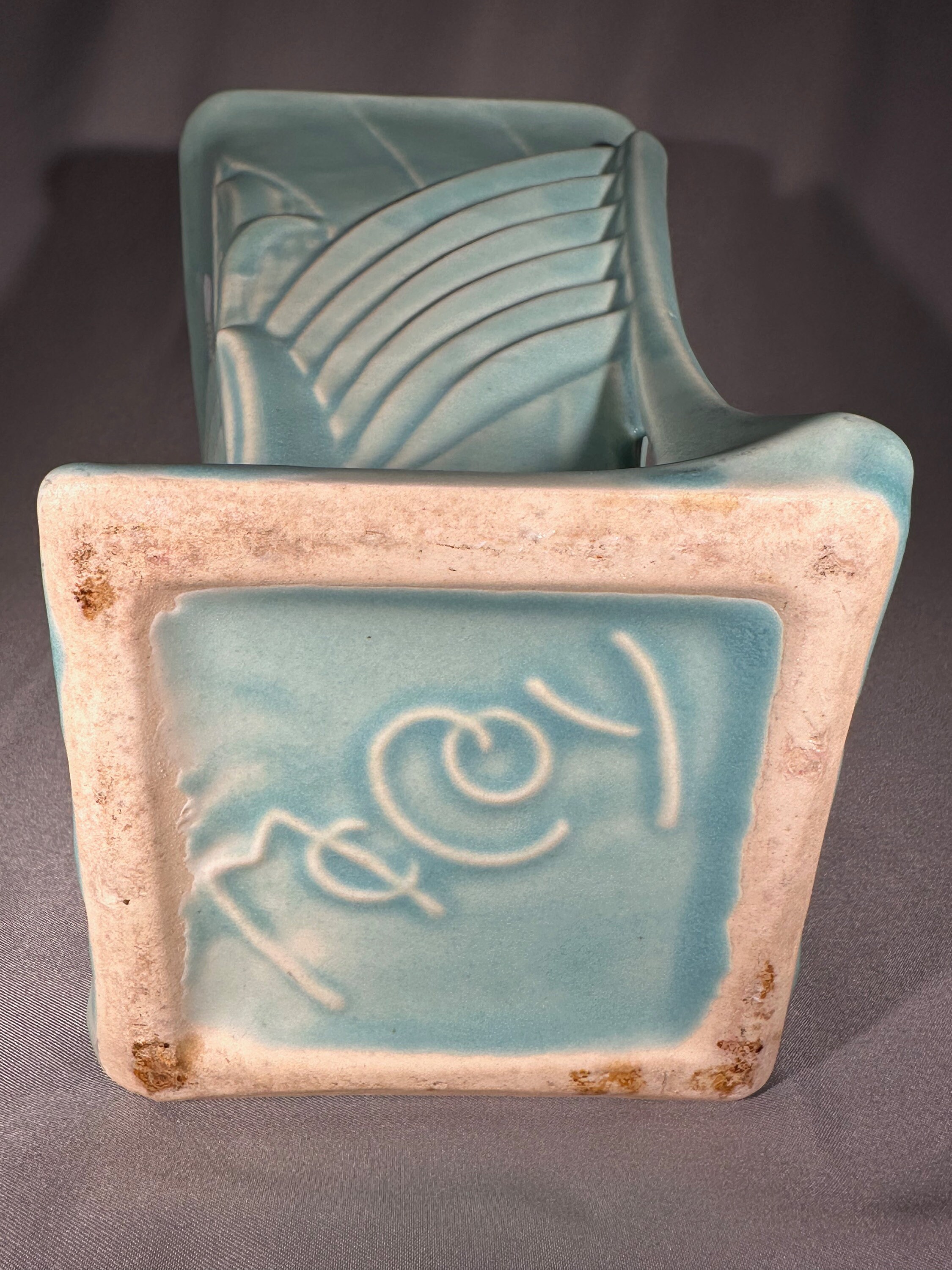 Vintage 1940's Turquoise Glazed Art Deco Chevron Wing Mccoy Pottery ...