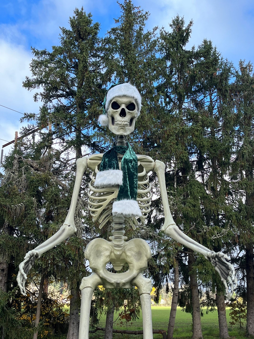 12’ Skeleton Santa Hat & Scarf (green) (skeleton NOT Included) - Etsy