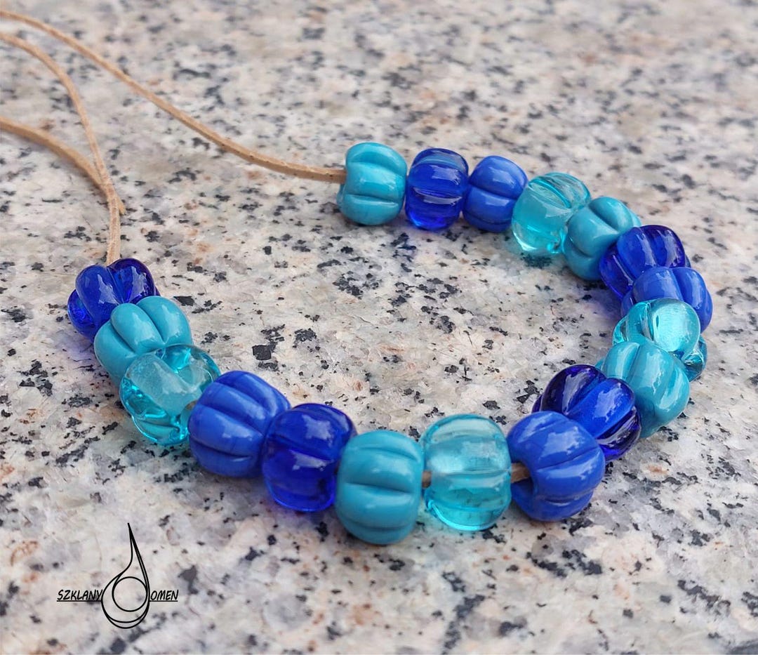 Blue Melon Glass Beads Inspired by Archaeological Finds From Medieval ...