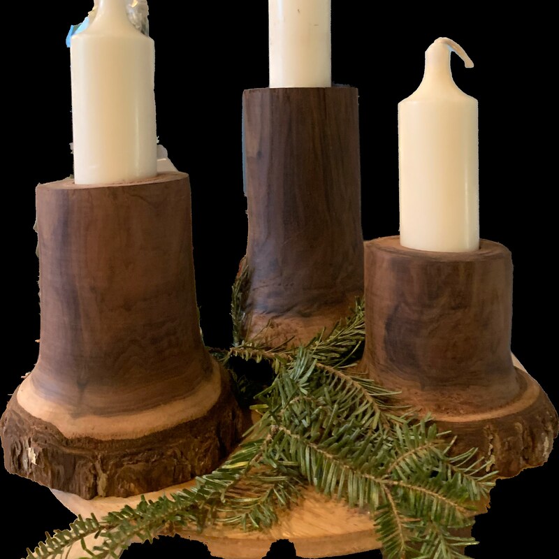 Walnut Candlesticks - Etsy