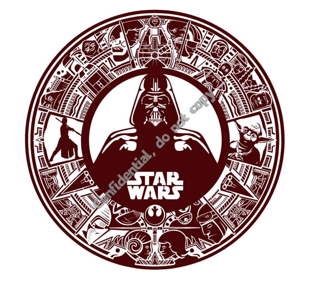 Aztec Calendar Starwars SVG, 2 PNG Cdr Maya, Mayan Stone, Sun Calendar ...