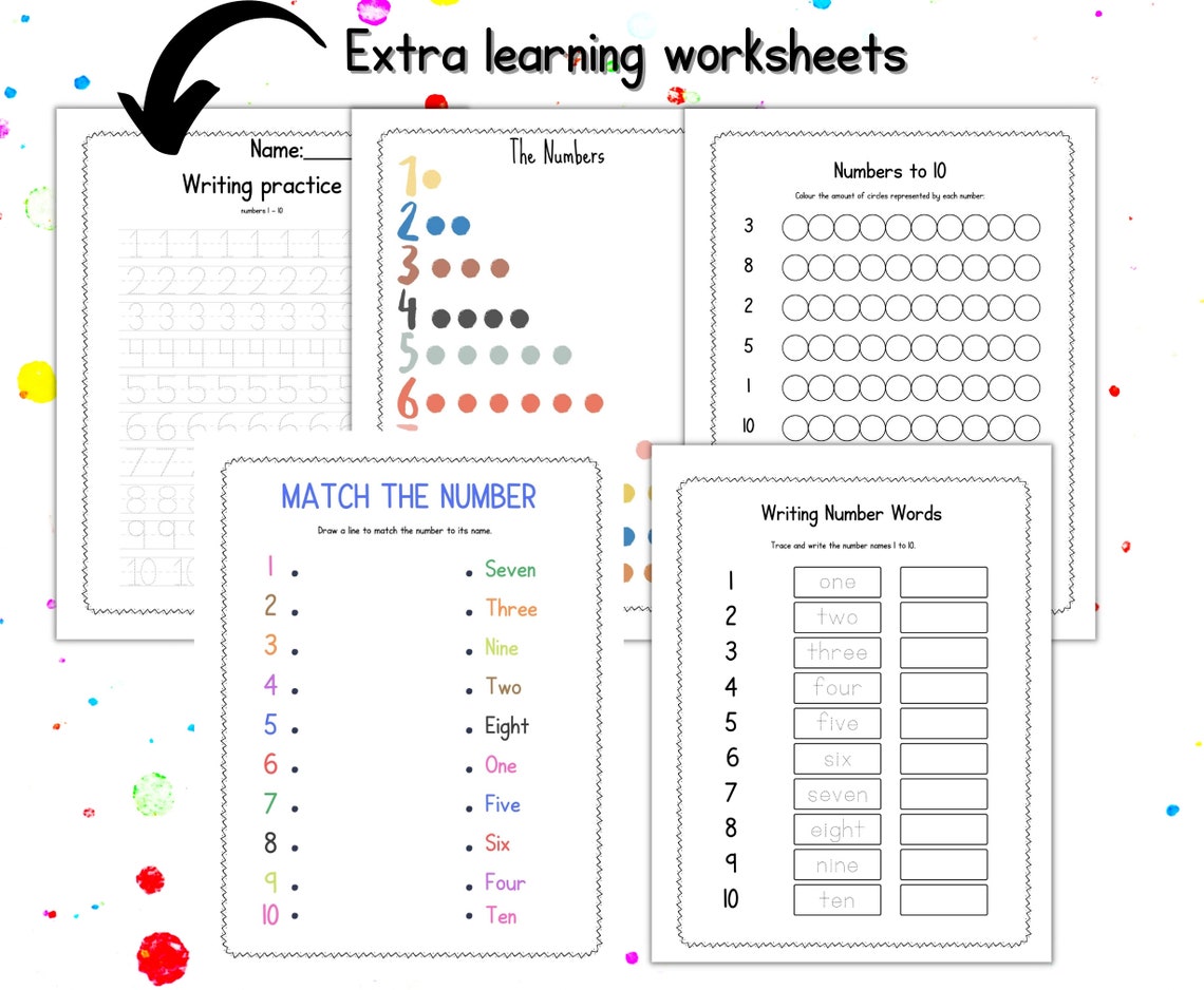 Number Tracing, Number Learning, Number Worksheets 1-10, Preschool ...