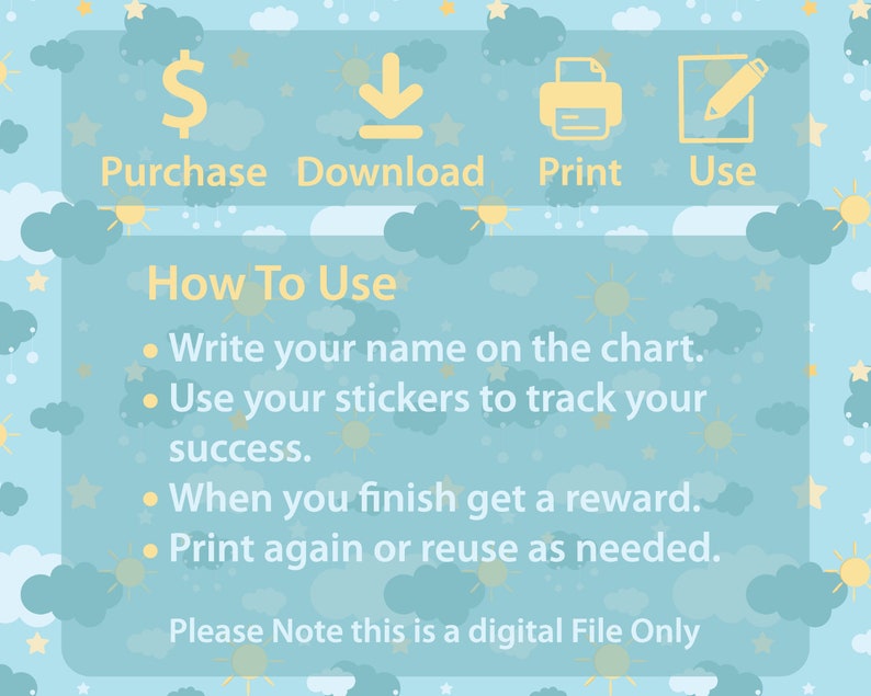 Diaper Training Chart -downloadable- Contains Sticker Files - Etsy