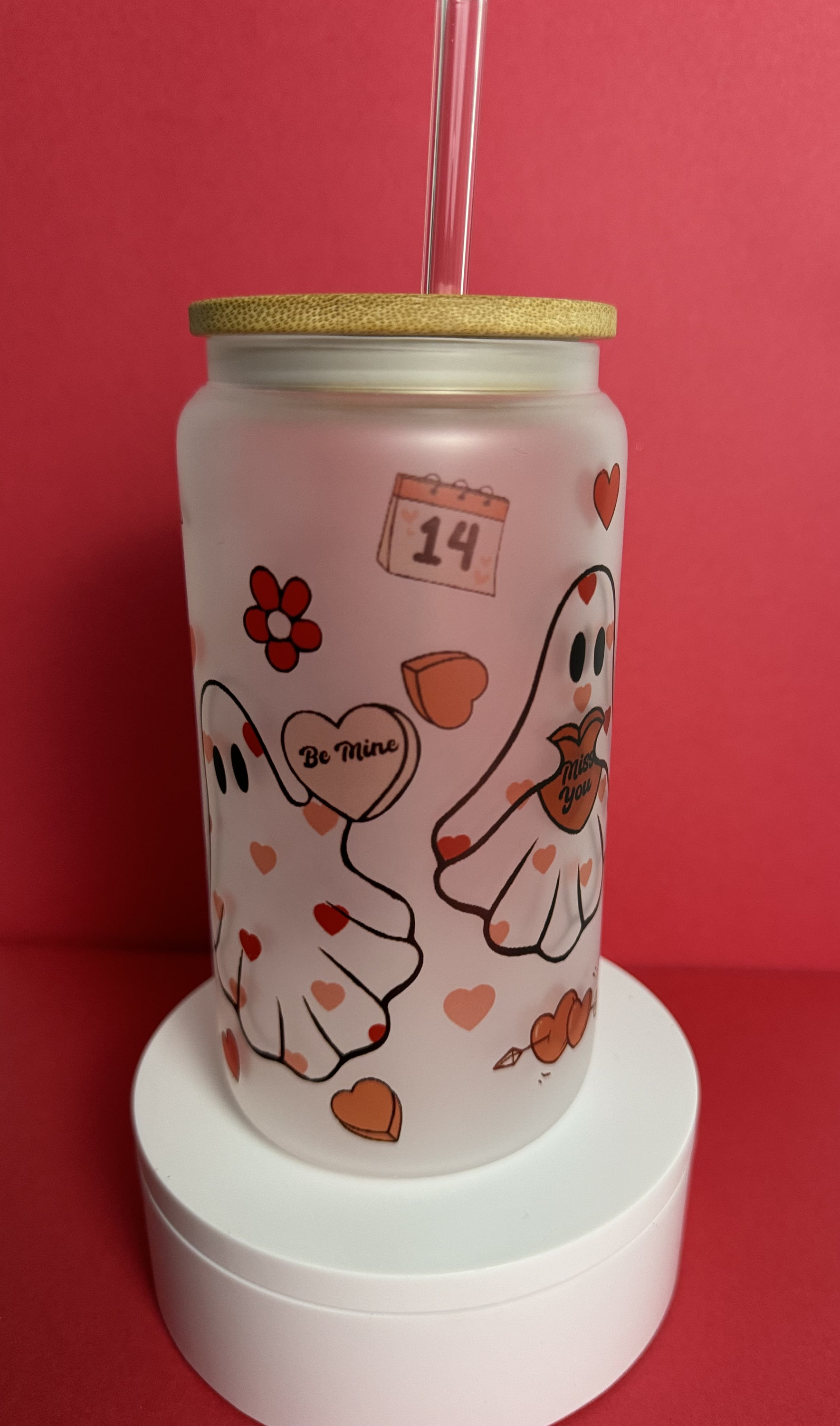 Vaso Sublimado De Corazones Rojos Para San Valentín, Glass Cup, Tumbler ...