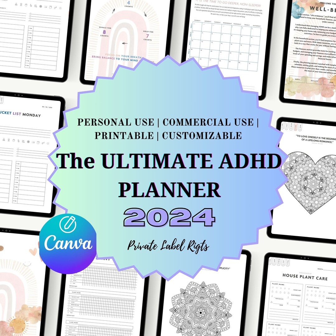 Pastel Clouds 2024 ADHD Planners Undated and Dated PRINTABLE and ...
