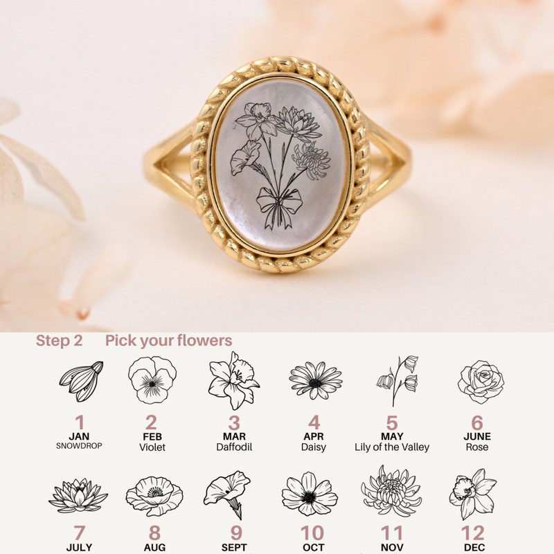 Wildflower Signet Ring - Etsy