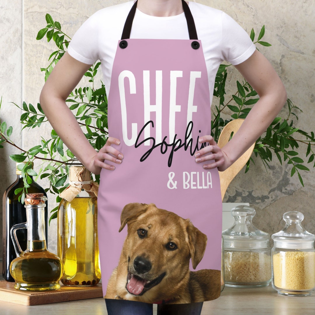 Custom Dog Photo Apron for Men Personalized Pet Portrait Apron With ...
