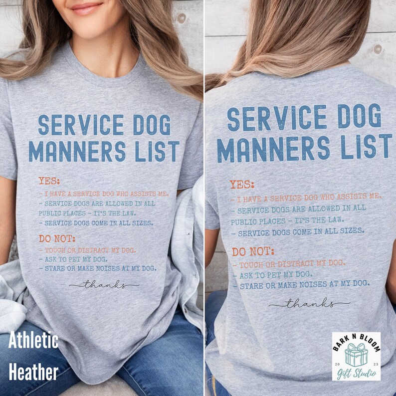 Service Dog Manners Shirt Front and Back Both Sides Lightweight T-shirt ...