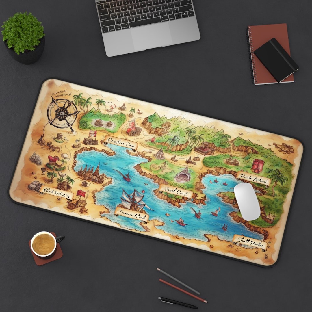 Treasure Map Playmat Desk Mat, Mouse Pad, Mousepad, Desk Decor, Desk ...