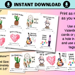 Printable Valentine's Day Cards, Kids Classroom Valentine's Day Cards ...