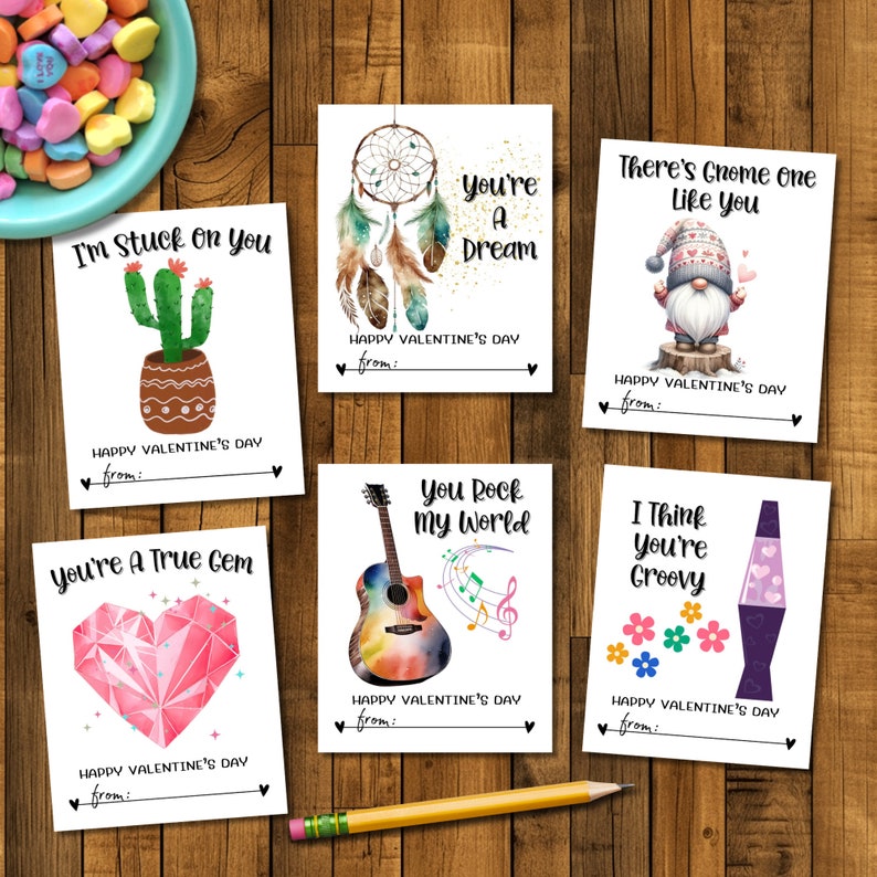 Printable Valentine's Day Cards, Kids Classroom Valentine's Day Cards ...
