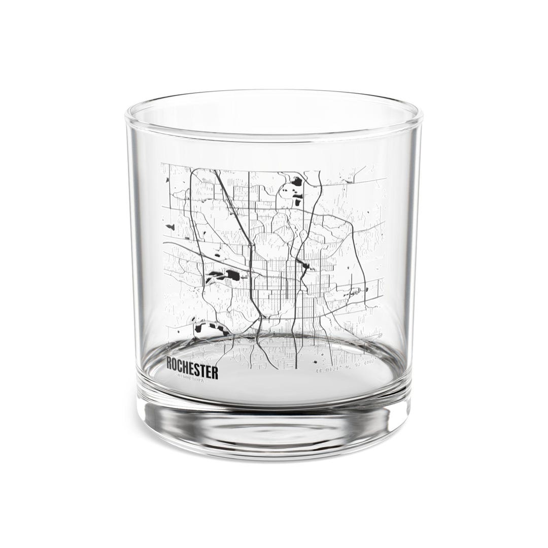 Map of Rochester Minnesota Rocks Cocktail Glass, Map of Minnesota Gift ...