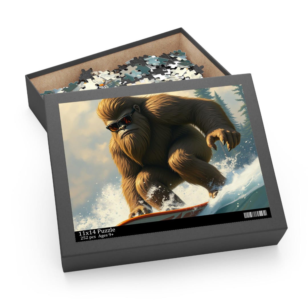 Puzzle Bigfoot Surfing, Bigfoot Lovers Gift, Family Puzzle, Gifts for ...