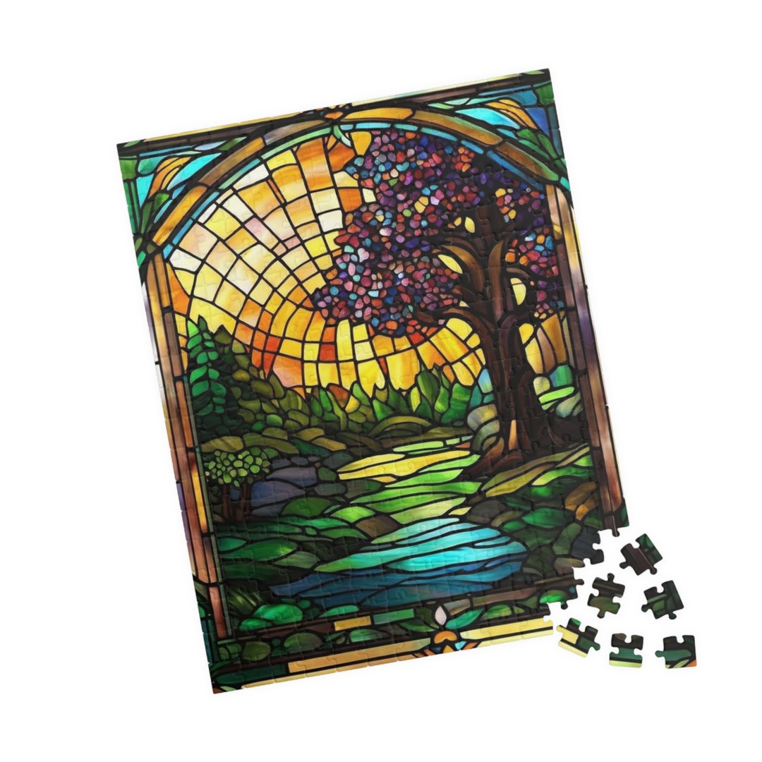Puzzle, Enchanted Forest Stained Glass Jigsaw, Stained Glass Puzzle ...