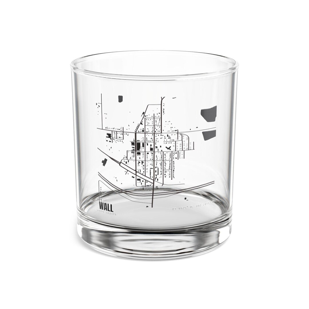 Map of Wall South Dakota, South Dakota Cocktail Glass, Map of Wall ...