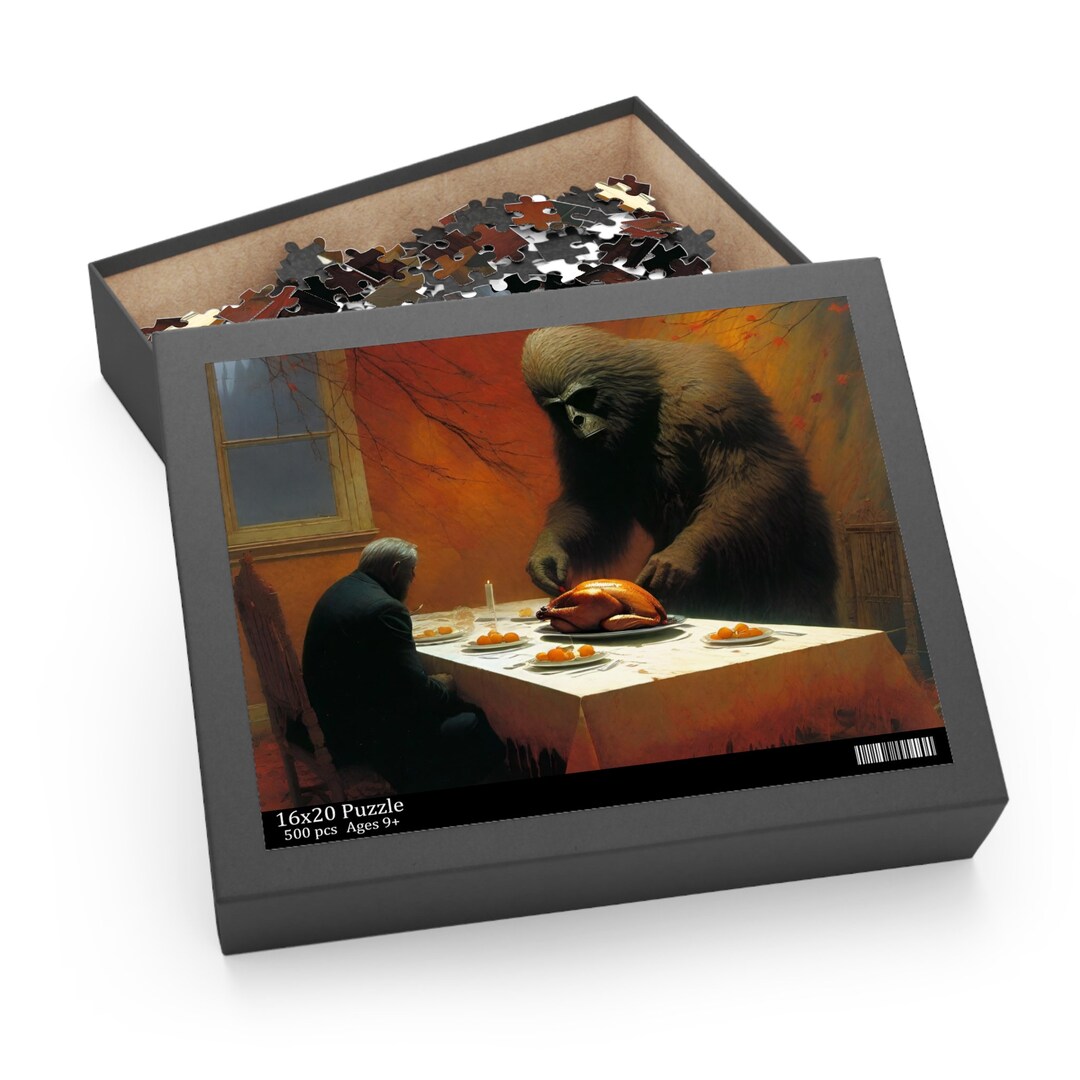 Puzzle, Bigfoot Having A Dinner Guest Jigsaw, Adult Puzzle, Family ...