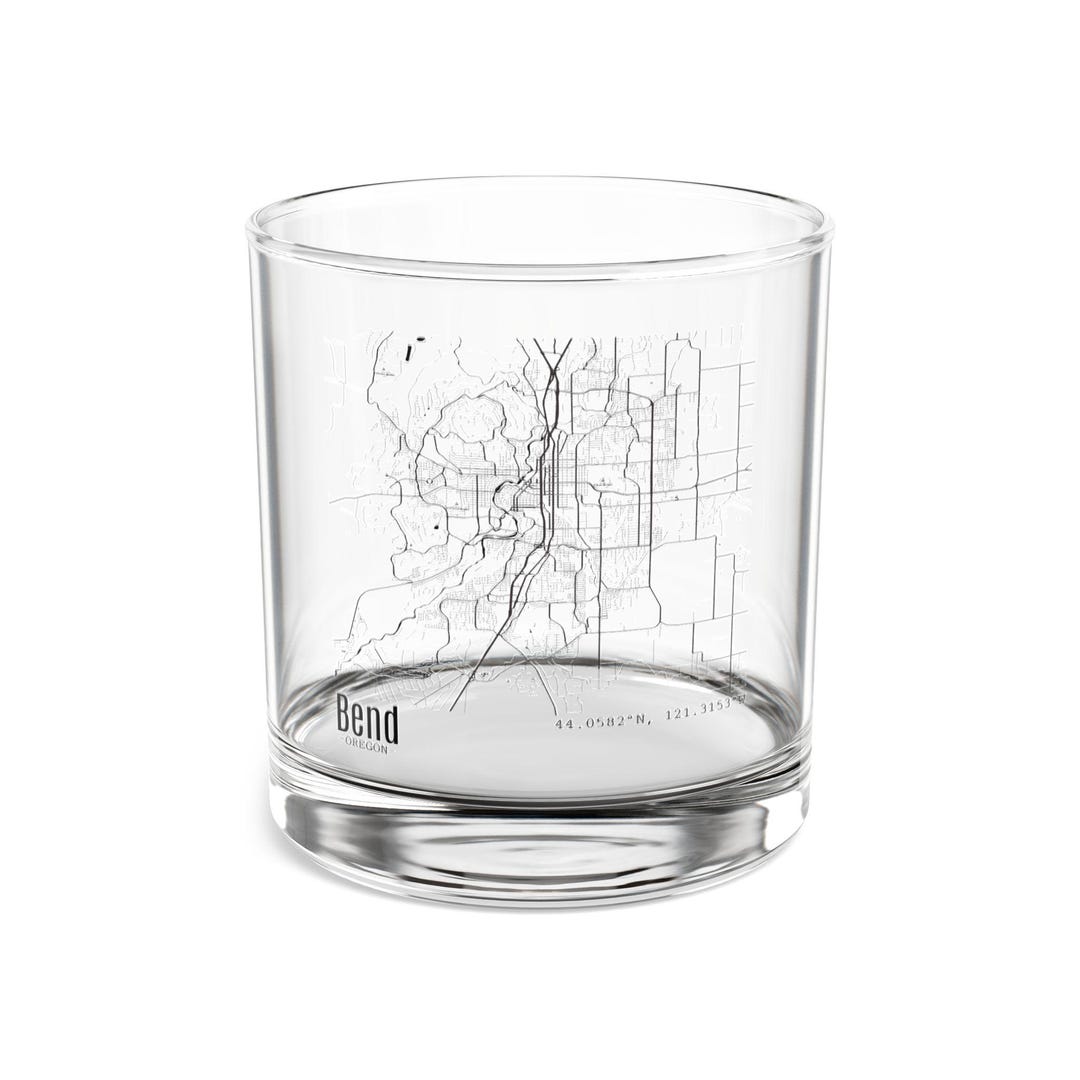 Map of Bend Oregon Rocks Cocktail Glass, Map of Oregon Glass, Unique ...