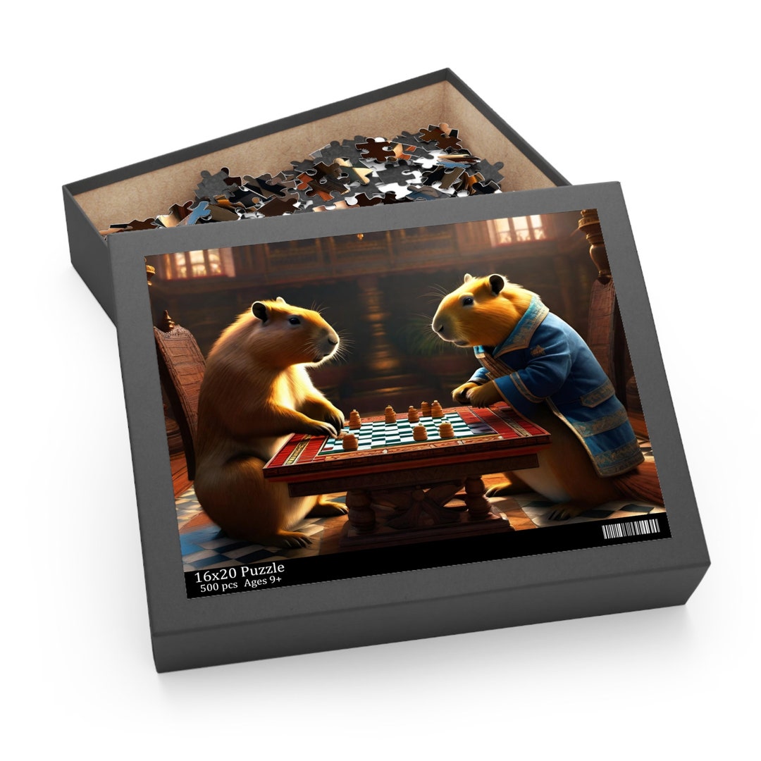 Puzzle, Capybara Playing A Board Game Jigsaw Puzzle, Fun Family Jigsaw ...