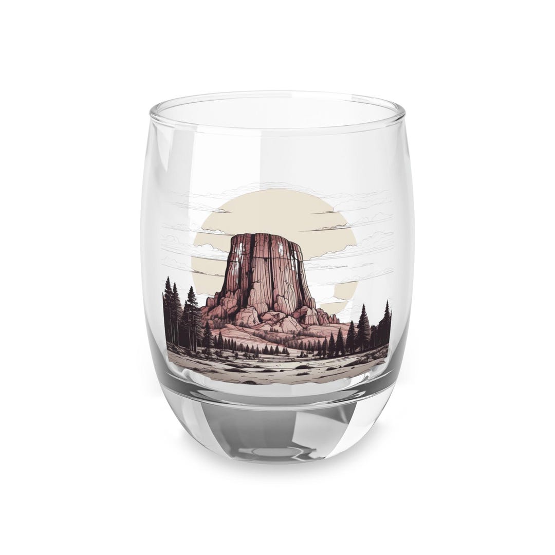 Devils Tower Stemless Wine / Cocktail Glass, Hiking Gift, Camping Wine ...