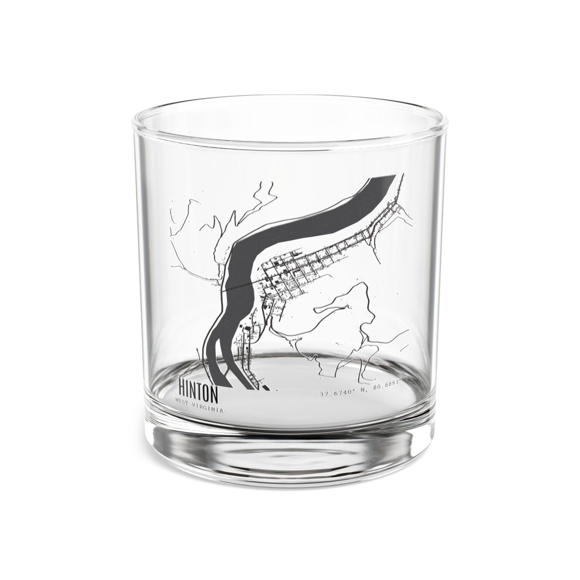 Map of Hinton, West Virginia Cocktail Glass, Map of Hinton, Unique West ...