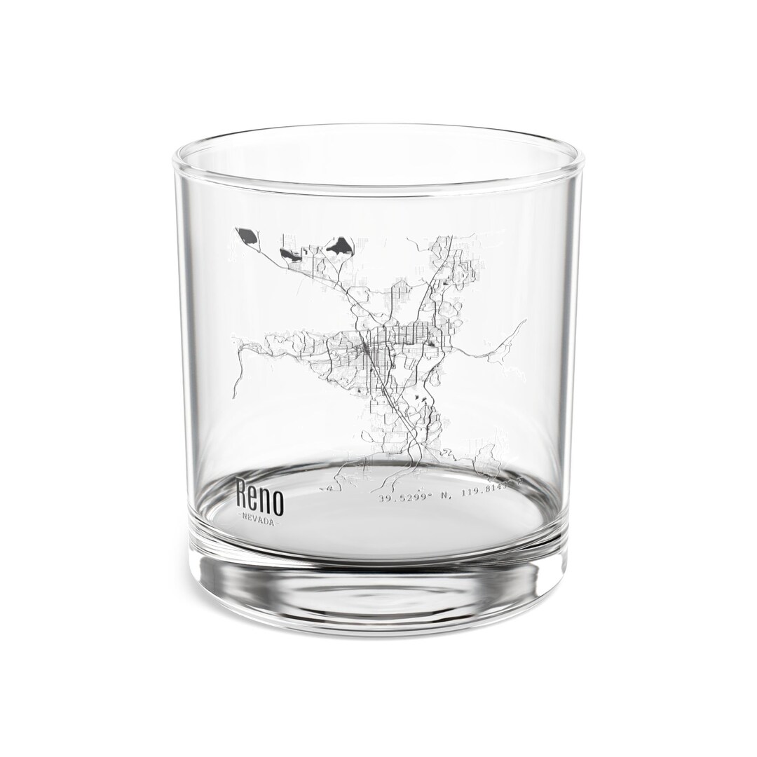 Map of Reno Nevada Cocktail Glass, Map of Nevada Glass, Map of Reno ...