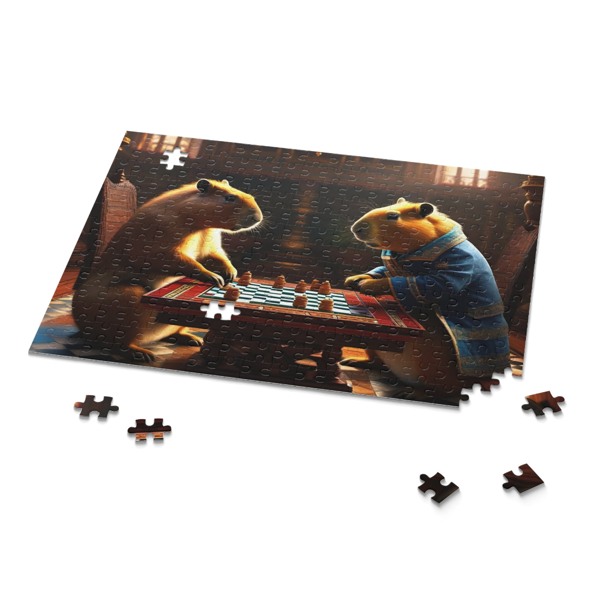 Puzzle, Capybara Playing A Board Game Jigsaw Puzzle, Fun Family Jigsaw ...