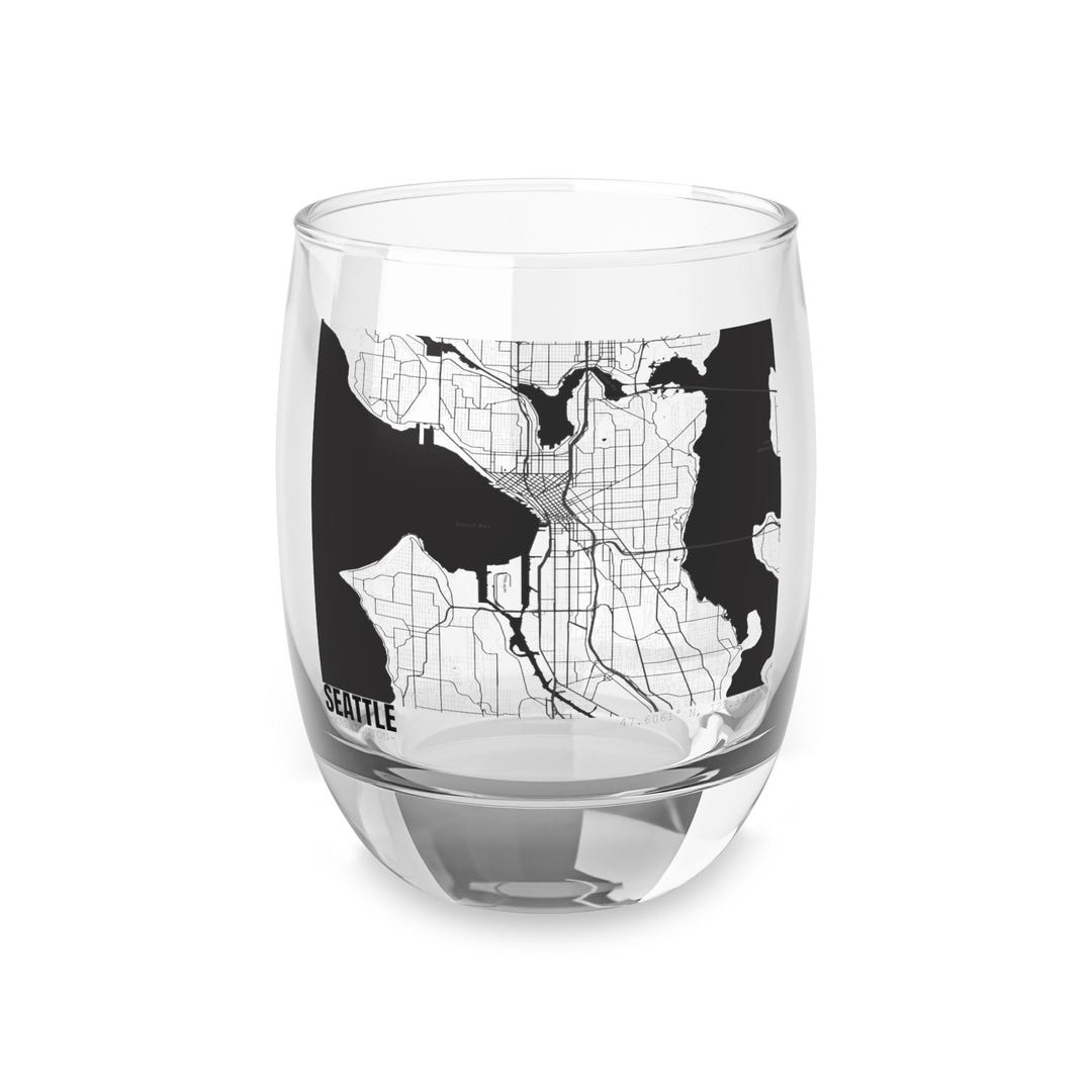 Map of Seattle Washington Stemless Wine/ Cocktail Glass, Washington ...