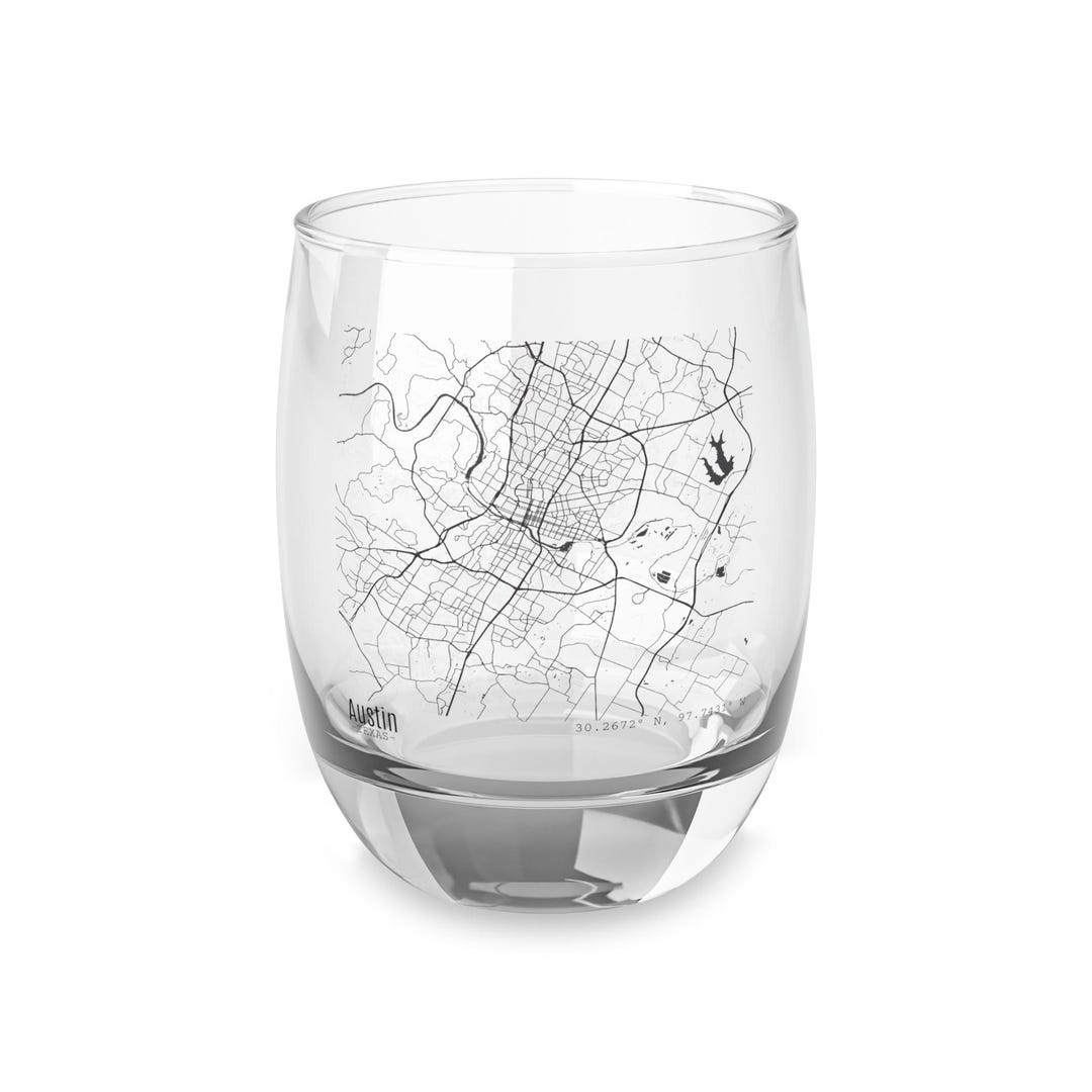 Map of Austin Texas Stemless Wine / Cocktail Glass, Austin Texas Rocks ...