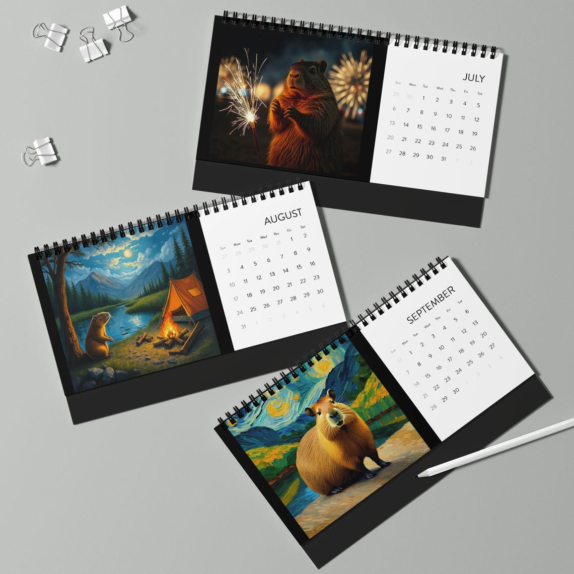 Capybara Desktop Work Calendar 2025, Capybara Lovers Gift, Capybara New ...