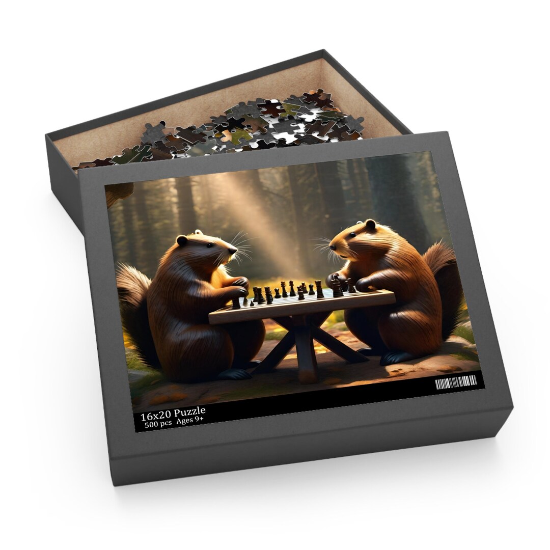 Puzzle, Beavers Playing Chess Jigsaw Puzzle, Fun Family Jigsaw Puzzle ...