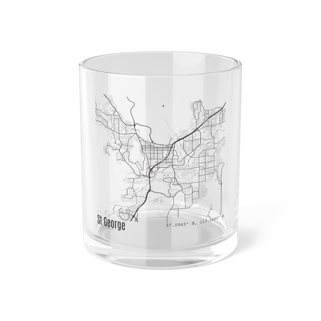 Map of St George Utah Cocktail Glass, Map of Utah Glass, Unique St ...