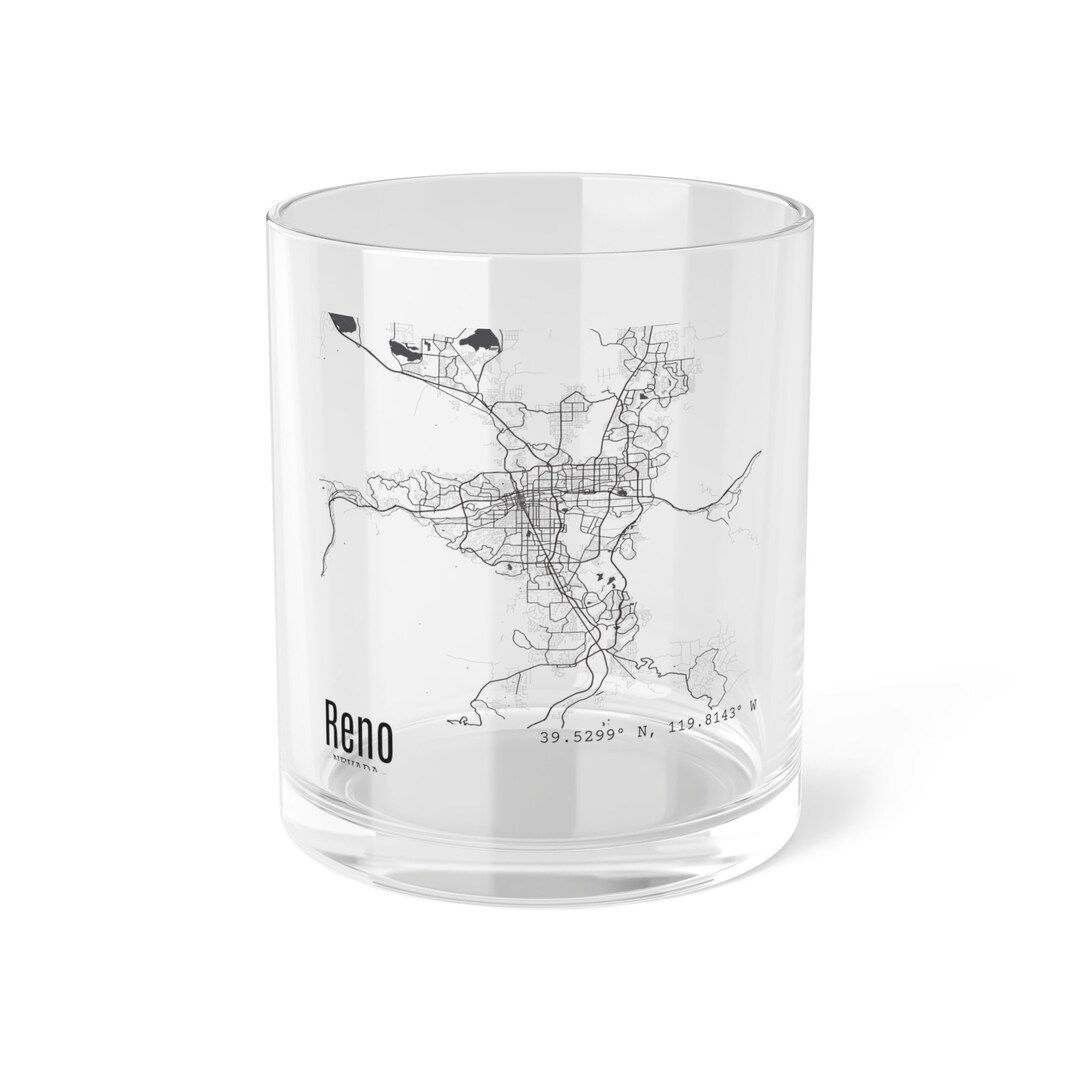Map of Reno Nevada Cocktail Glass, Map of Nevada Glass, Map of Reno ...