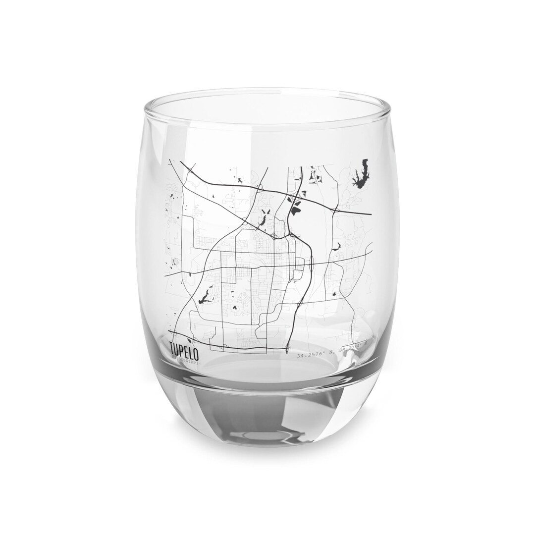 Map of Tupelo Mississippi Stemless Wine / Whiskey / Cocktail Glass, Map ...