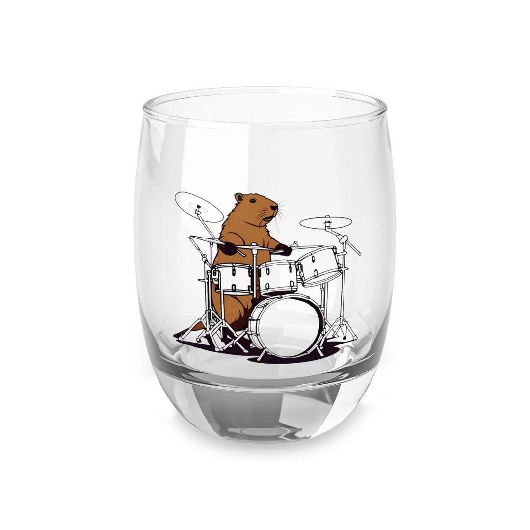 Capybara Playing Drums Stemless Wine / Cocktail Glass, Capybara Art ...