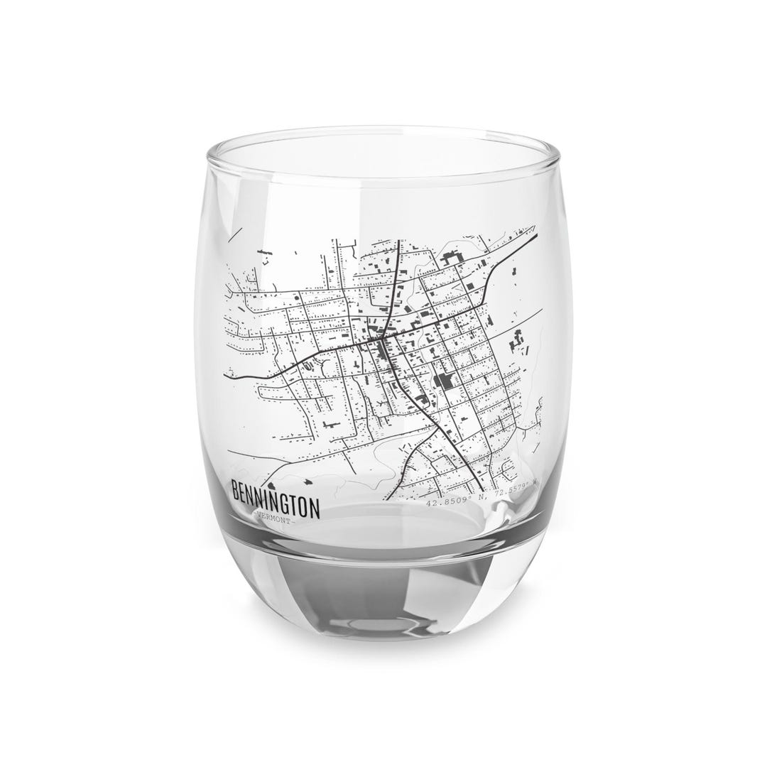 Map Bennington Vermont Stemless Wine / Whiskey / Cocktail Glass, Map of ...
