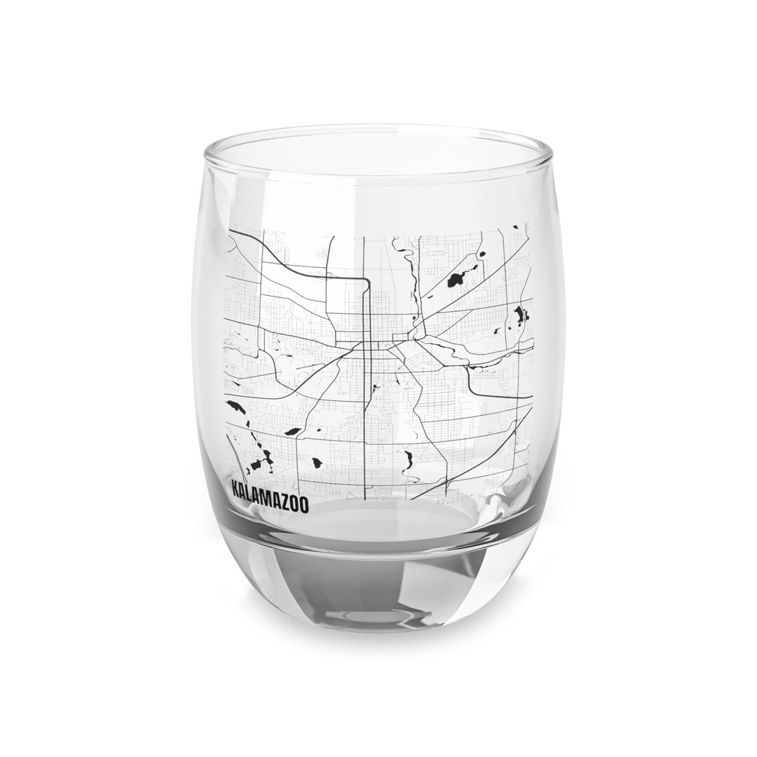 Map of Kalamazoo Michigan Stemless Wine / Cocktail Glass, Map of ...