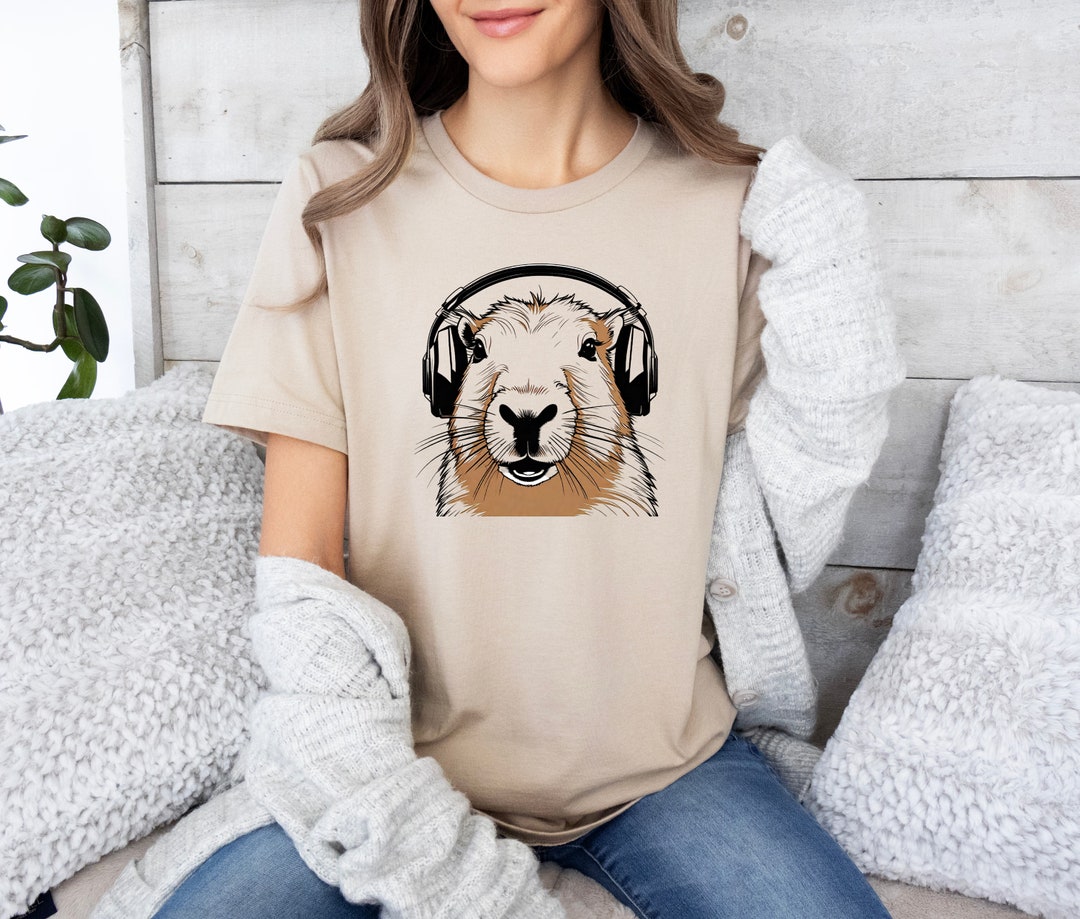 Capybara Headphones Shirt, Cute Capybara Shirt, Cool Capybara Shirt ...