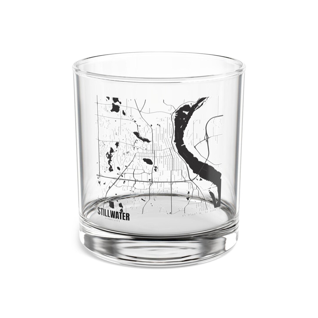 Map of Stillwater Minnesota Rocks Cocktail Glass, Map of Minnesota Gift ...