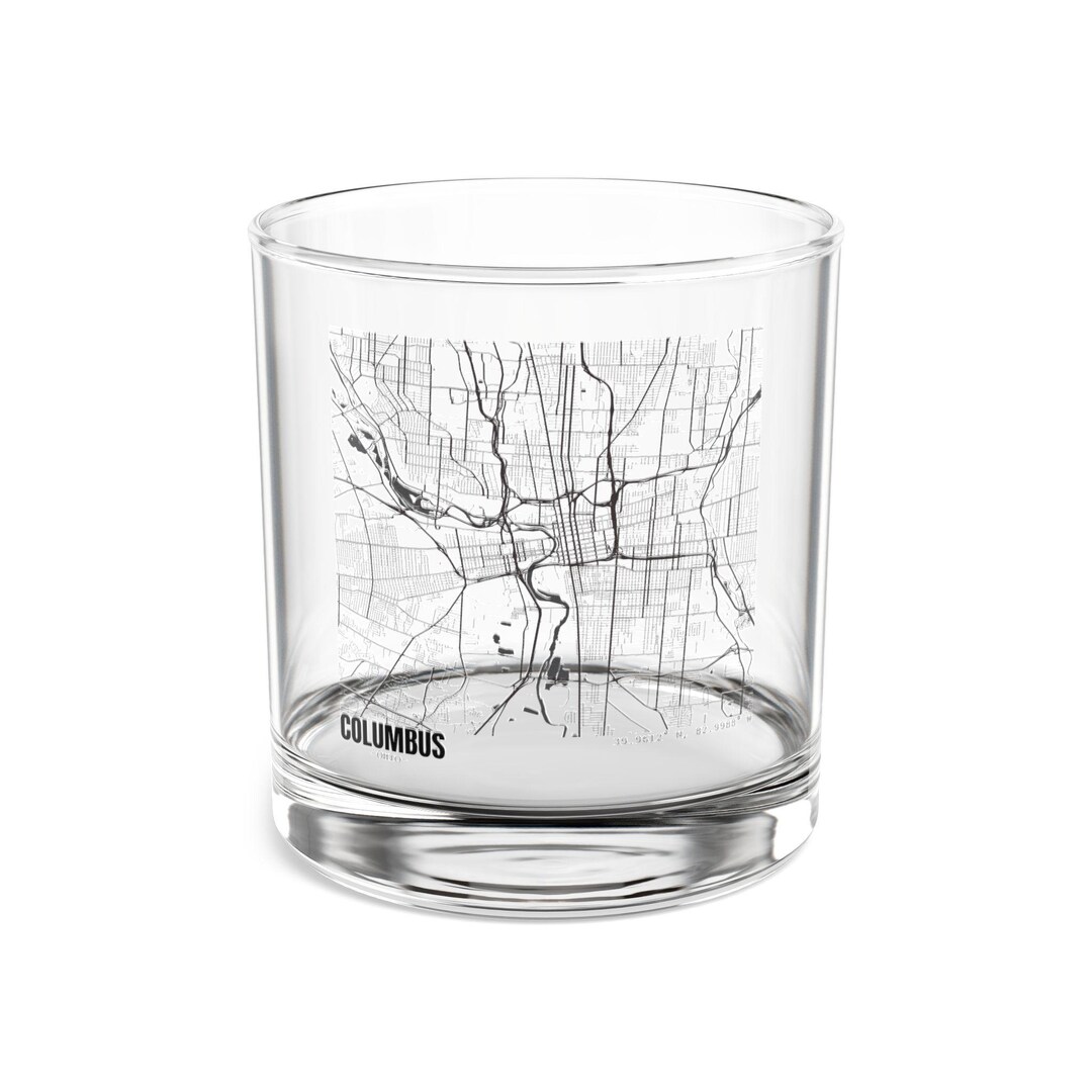 Map of Columbus Ohio Cocktail Glass, Map of Columbus Ohio Rocks Glass ...