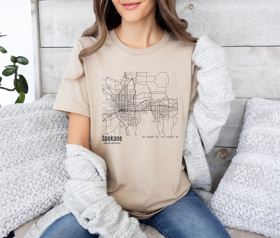 Map of Spokane Washington Shirt, I Love Spokane, Spokane is Home, I ...