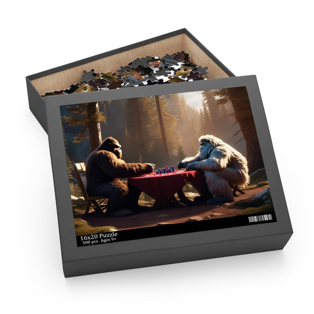 Puzzle, Bigfoot and Yeti Play Poker Jigsaw, Adult Puzzle, Family Puzzle ...
