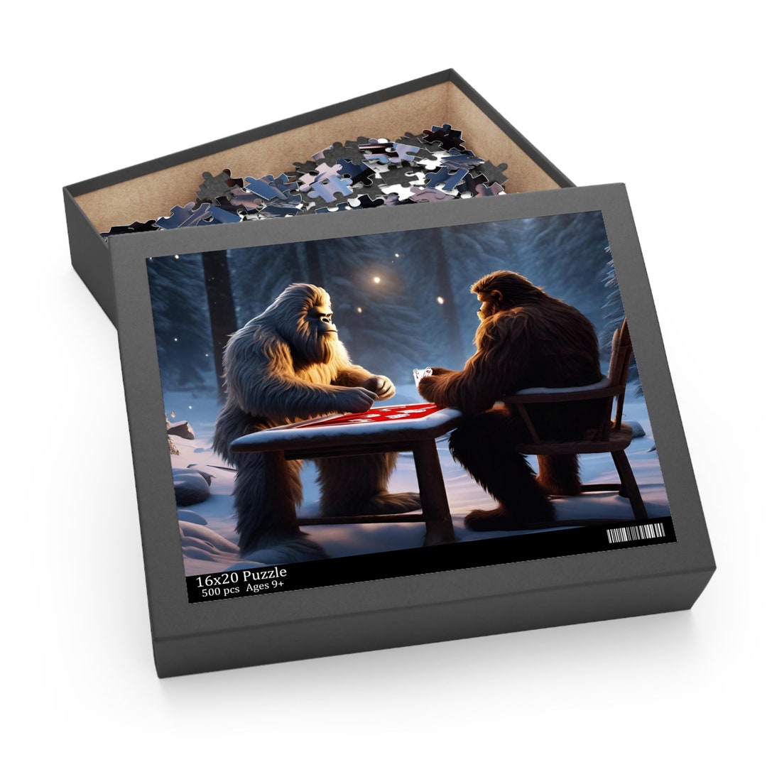 Puzzle, Bigfoot and Yeti Playing Poker Jigsaw Puzzle, Fun Family Jigsaw ...